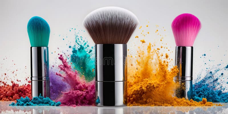 Cosmetic Make Up Concept. Brushes with Eye Shadows Powder Stock Photo ...