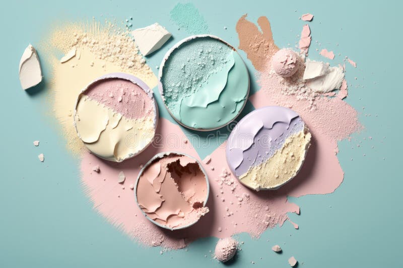 Cosmetic Make Up Powder Cracked and Broken into Pieces. Generative Ai ...