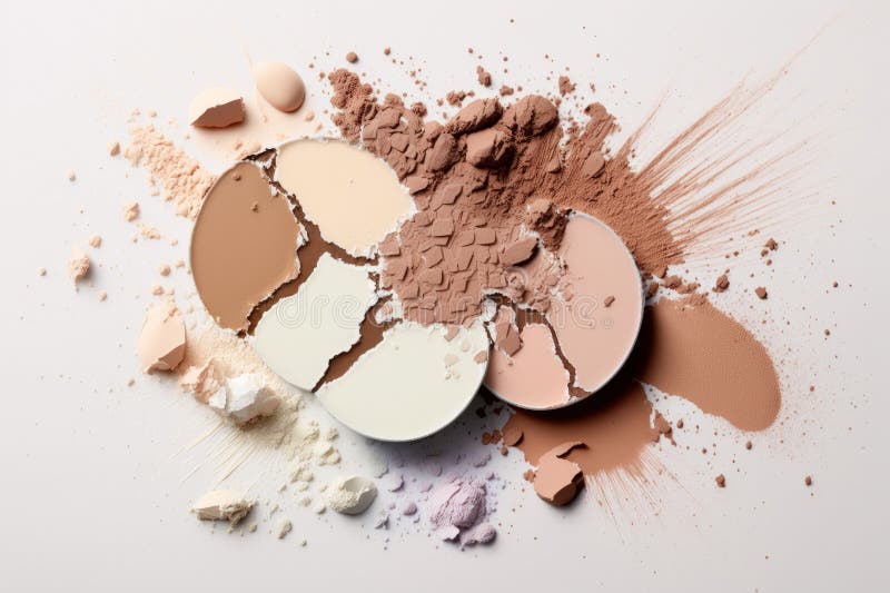 Cosmetic Make Up Powder Cracked and Broken into Pieces. Generative Ai ...