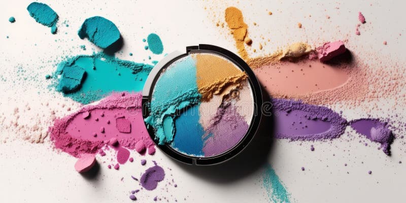 Cosmetic Make Up Powder Cracked and Broken into Pieces. Generative Ai ...