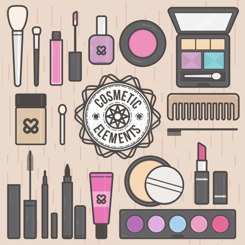 Cosmetic Makeup Icons Objects Vector Set Stock Vector - Illustration of ...