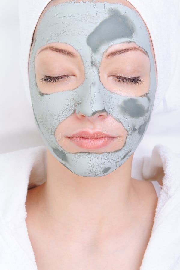 Mask of Clay on the Young Beautiful Female Stock Image - Image of ...