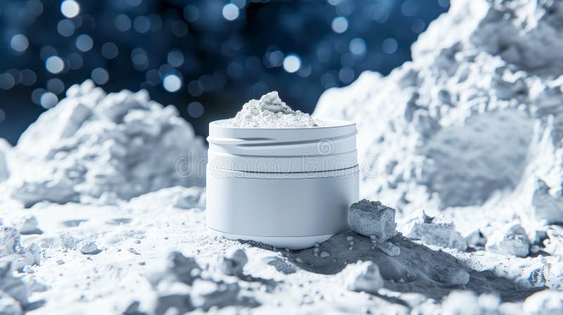 Cosmetic Mock Up. Copy Space. a White Scrub Can or Talc Jar on Surface ...