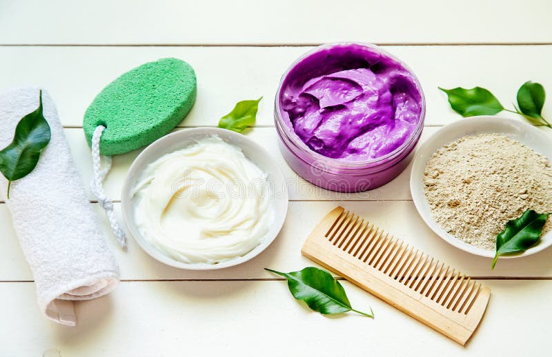 Cosmetic Objects for Spa Procedures on a White Background. Selective ...