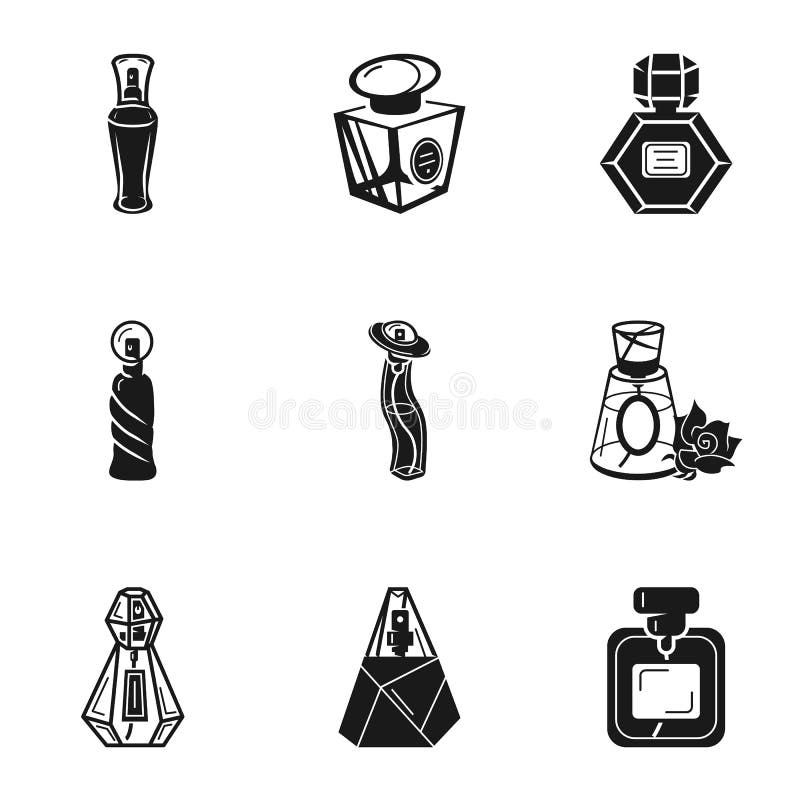 Cosmetic Perfume Bottle Icon Set, Simple Style Stock Vector ...