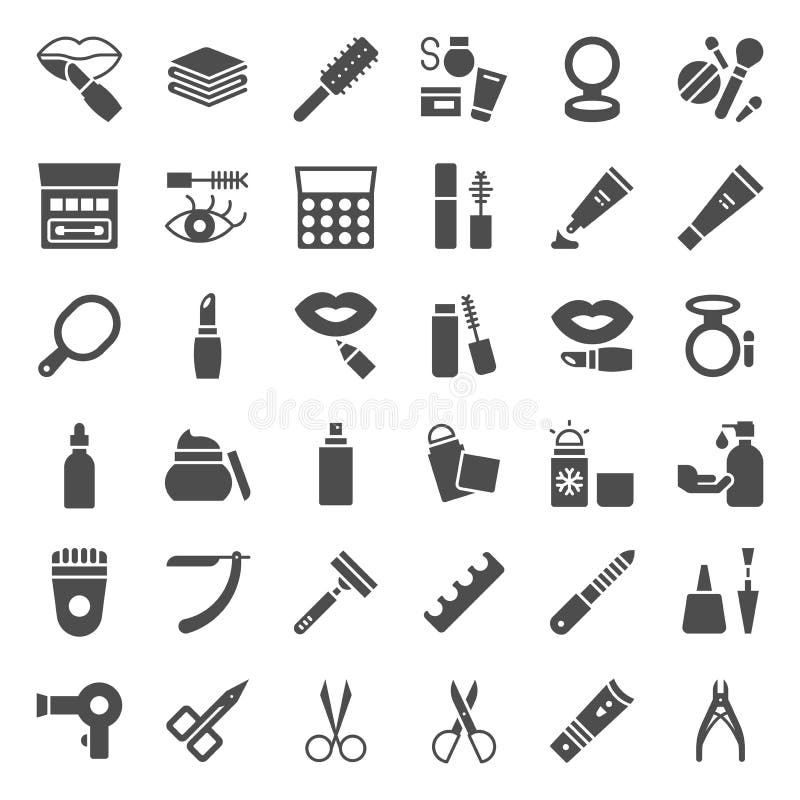 Cosmetic and Personal Care Products, Solid Icon Stock Vector ...