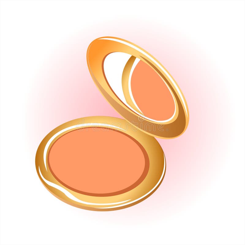 Cosmetic Powder Compact with Puff Stock Vector - Illustration of ...