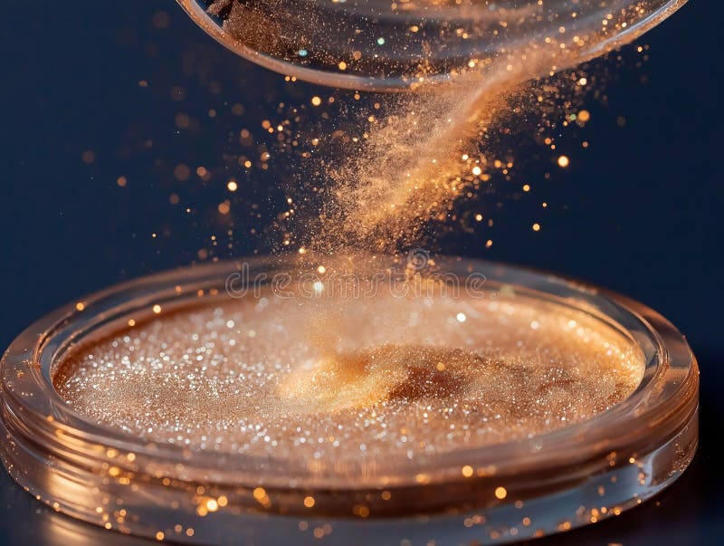 Cosmetic Powder Explosion, Gold Compact, Dark Background, Dramatic ...