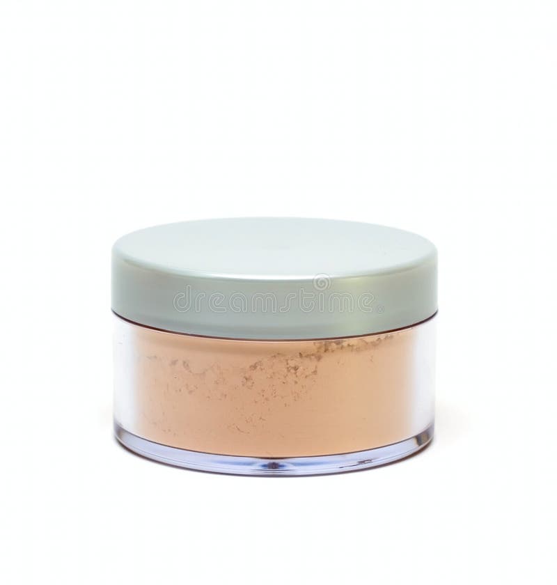 Cosmetic Powder in Jar Isolated on White Stock Photo - Image of plastic ...
