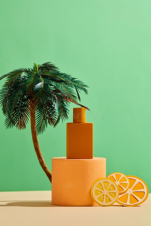 Cosmetic Product Display with Creative Paper Craft Concept Stock Photo ...