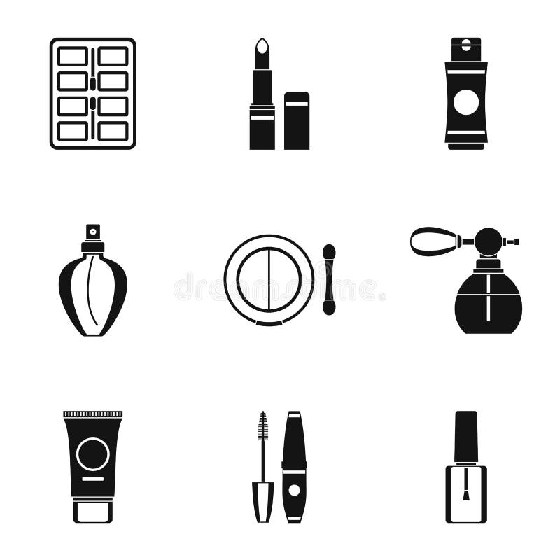 Cosmetic Products Icons Set, Simple Style Stock Vector - Illustration ...