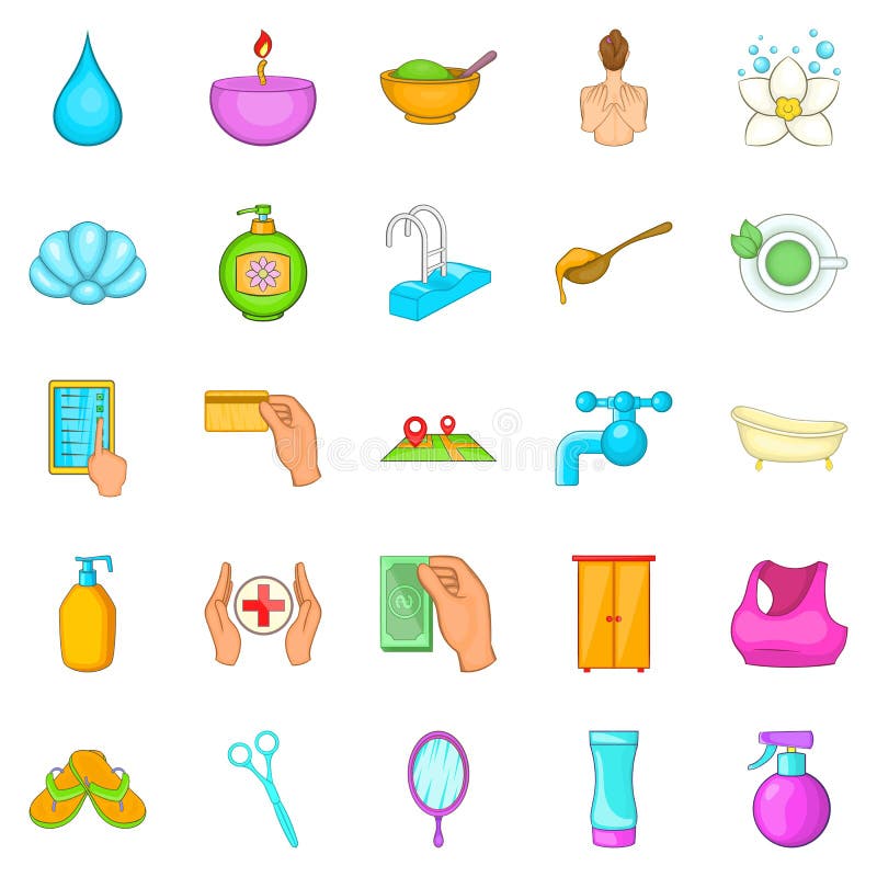 Salon Icons Set, Cartoon Style Stock Vector - Illustration of classic ...