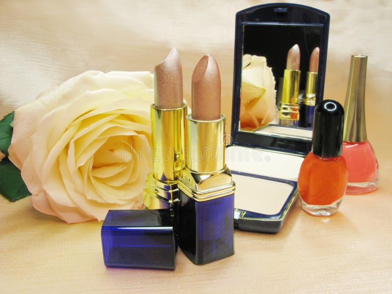 Cosmetic set for makeup stock image. Image of collection - 13476919