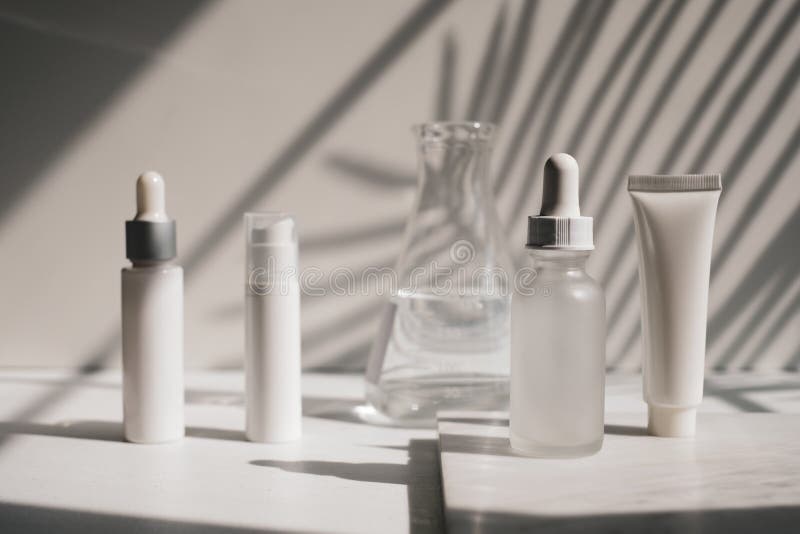 Cosmetic Skincare Packaging Beauty Product Mock Up On Luxury White