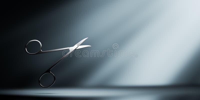 Cosmetic Steal Scissors in Spotlight. Banner Format Stock Illustration ...
