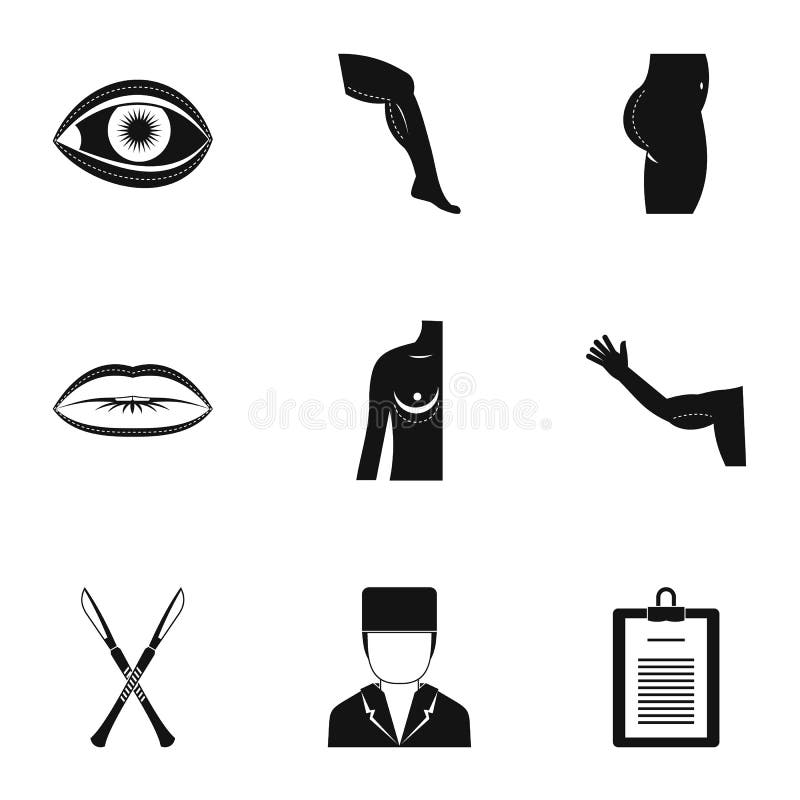 Cosmetic Surgery Icon Set, Simple Style Stock Vector - Illustration of ...