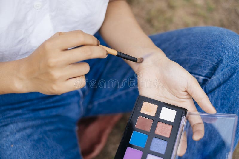 Cosmetic Testing Eyeshadow on Her Arm Stock Image - Image of field ...