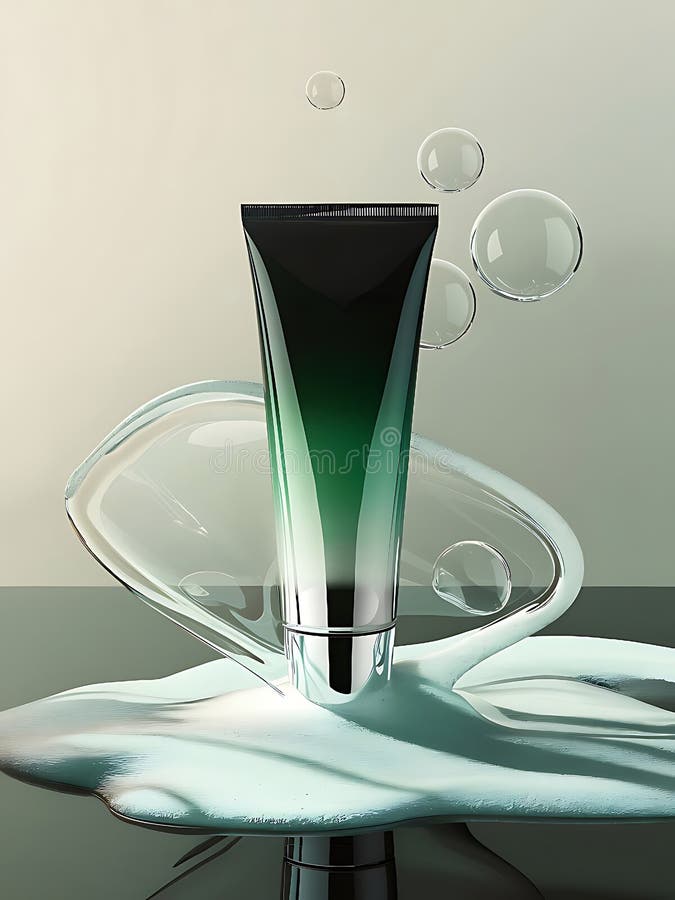Cosmetic Tube on Artistic Background with Cream and Soap Bubbles Stock ...