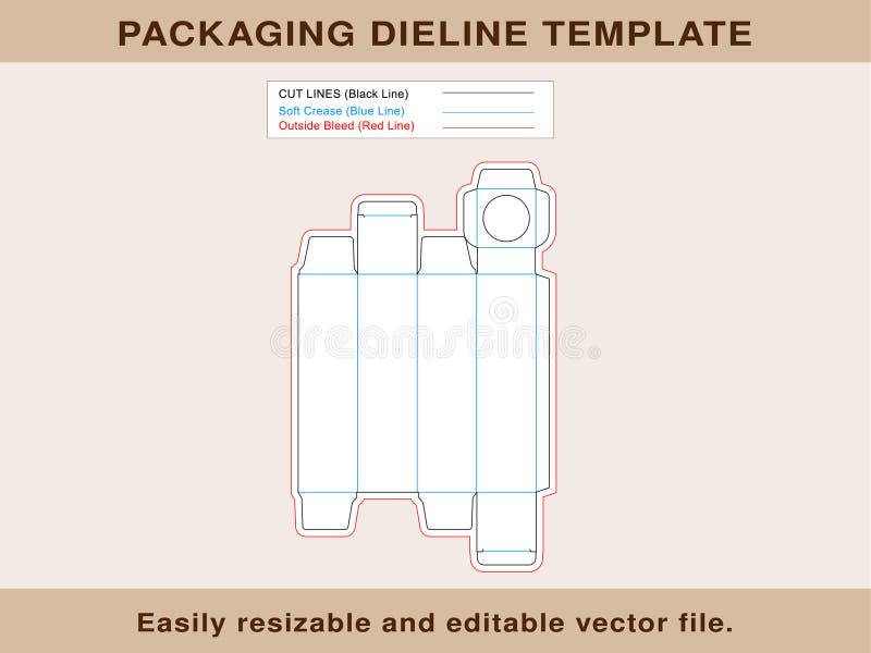 Cosmetic Tube Box Medium Dieline Template, Stock Vector - Illustration ...