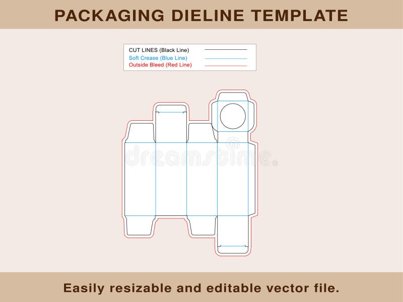 Cosmetic Tube Box Wide Dieline Template Stock Vector - Illustration of ...