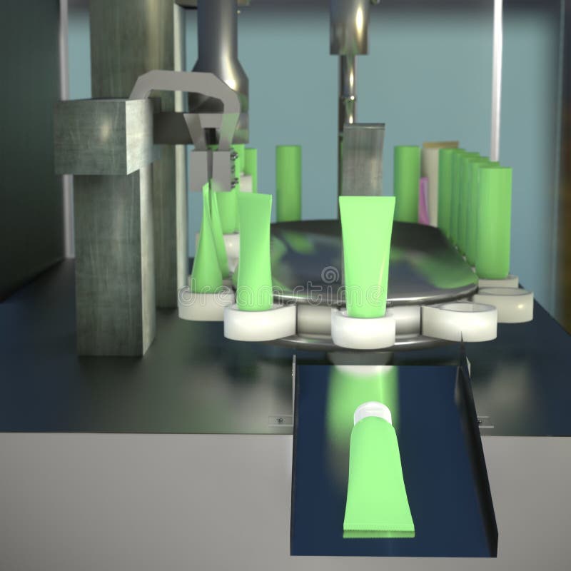 Cosmetic Tube Filling Machine Stock Illustration - Illustration of ...