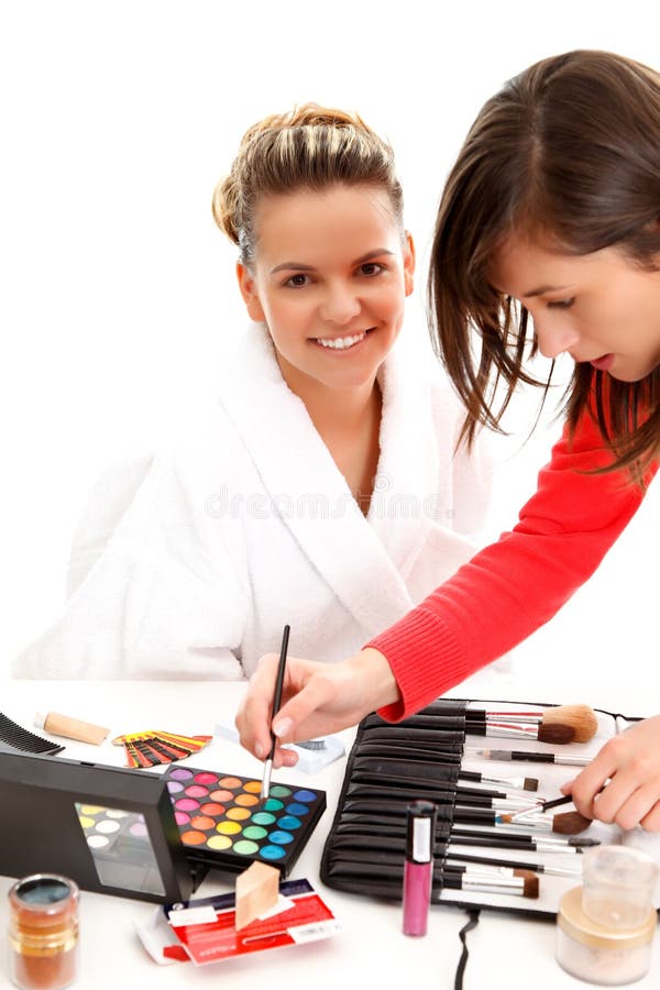 Cosmetician doing makeup stock image. Image of cosmetician - 19929513
