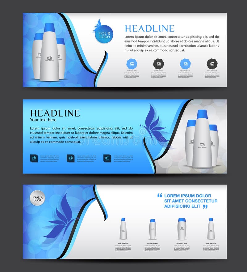Cosmetics Banner DesignTemplate Vector, Horizontal Banner Stock Vector ...