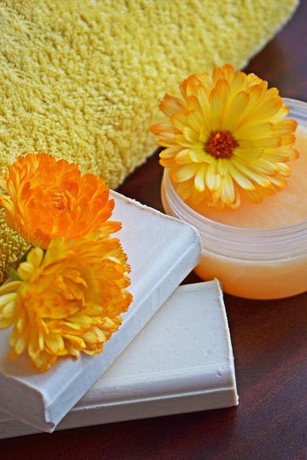 Cosmetics Based on Calendula. Stock Image - Image of glass, extract ...