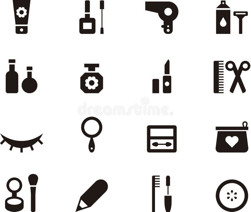 Cosmetics, Beauty and Make-up Icon Set Stock Vector - Illustration of ...