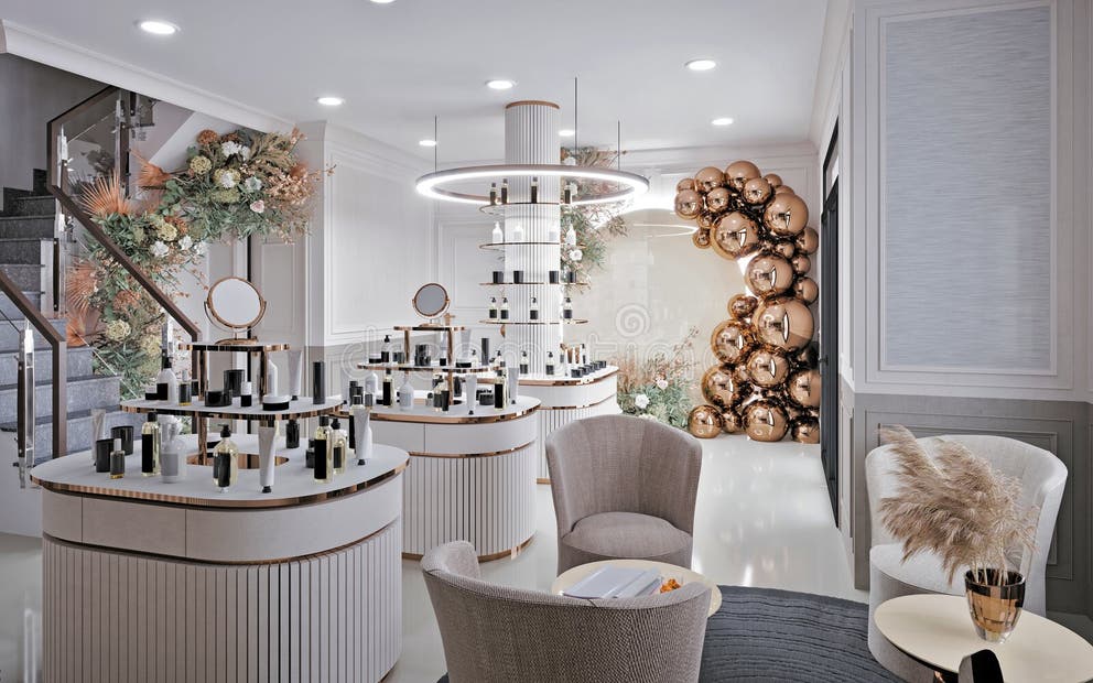 Cosmetics Body Care Shop, 3d Render Stock Illustration - Illustration ...