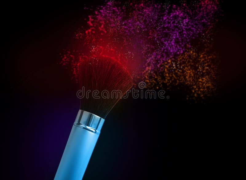 Cosmetics Brush Explosion Colorful Makeup Powder Stock Photo - Image of ...