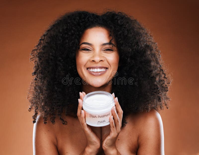 Cosmetics Cream And Black Woman With Hair Face Mask Or Natural Beauty