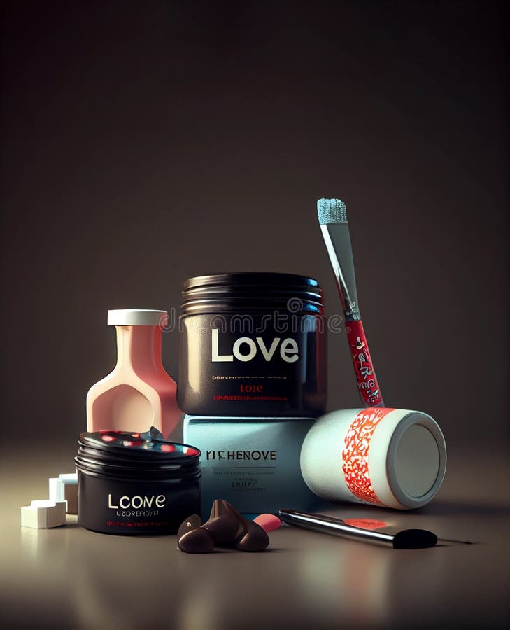 Cosmetics with love stock illustration. Illustration of blossom - 268142722