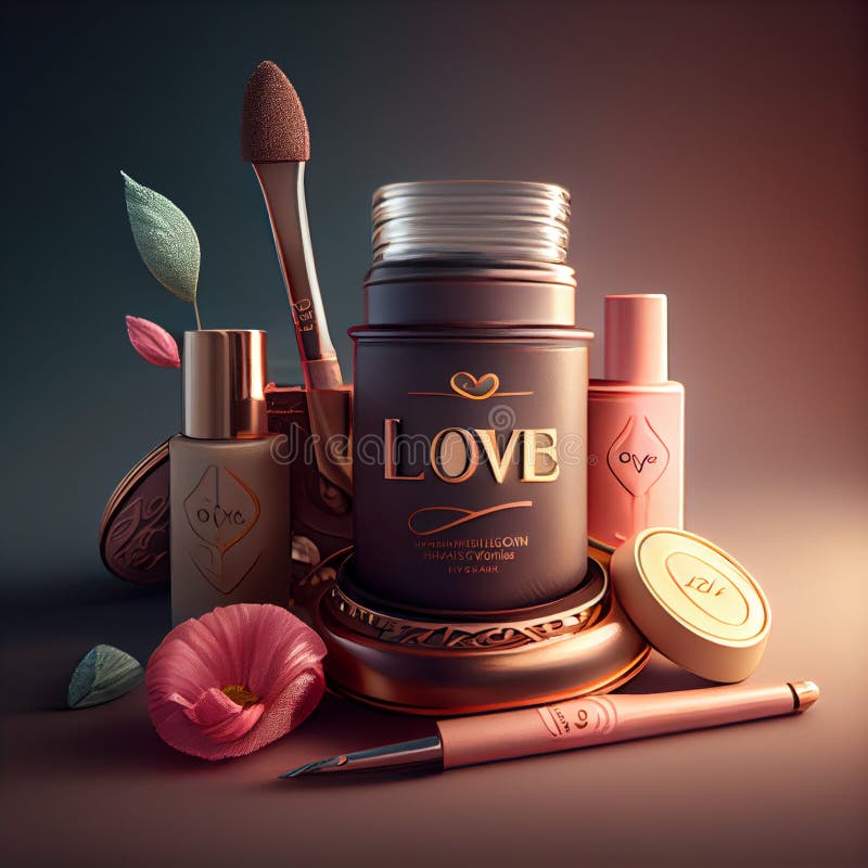 Cosmetics with love stock illustration. Illustration of lotion - 268142732