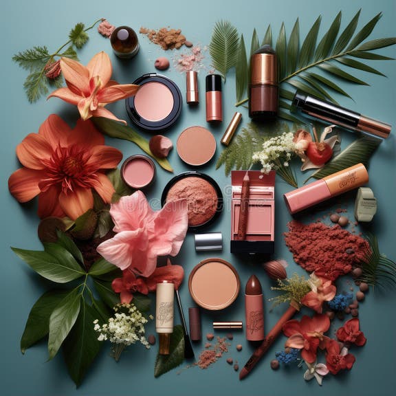 Cosmetics on Dark Background, Closeup Generative AI Technology Stock ...