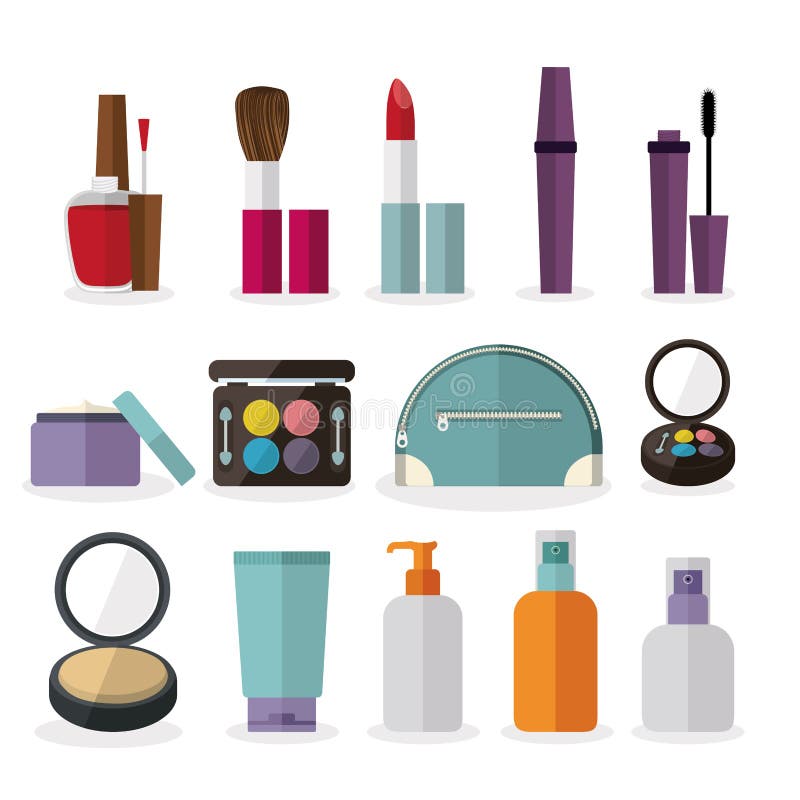 Cartoon Cosmetics Set stock vector. Illustration of cosmetics - 34572016