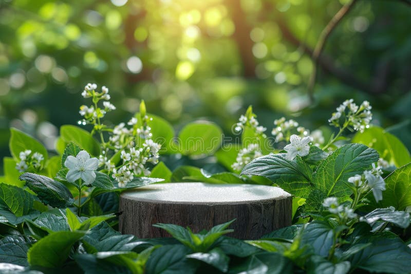 Cosmetics Display Podium in Natural Forest Setting for Spring or Summer ...