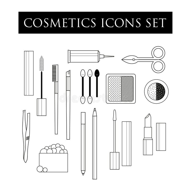 Cosmetics icons tools stock vector. Illustration of female - 60758466