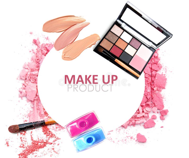 Cosmetics Isolated on White with Sample Text. Stock Image - Image of ...