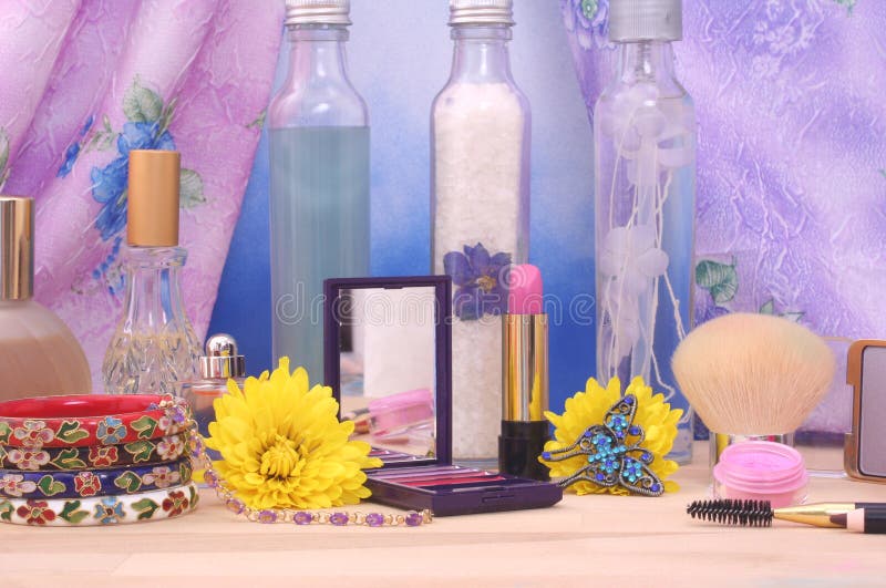 Cosmetics and Jewelry stock photo. Image of feminine, amethyst - 3976778