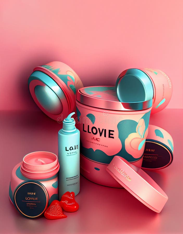 Cosmetics with love stock illustration. Illustration of petals - 268142741