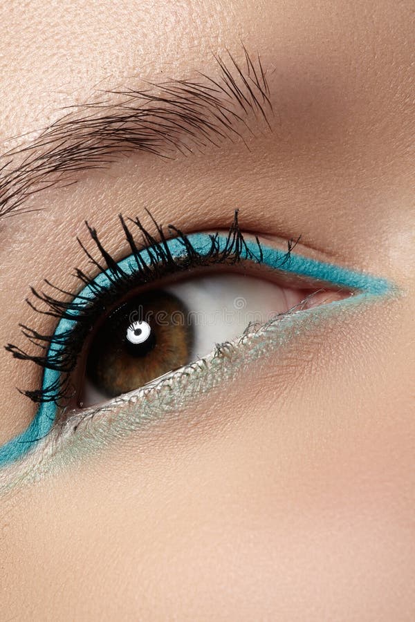 Cosmetics, Macro Eye Make-up. Fashion Mint Liner Eyeshadows Stock Photo ...