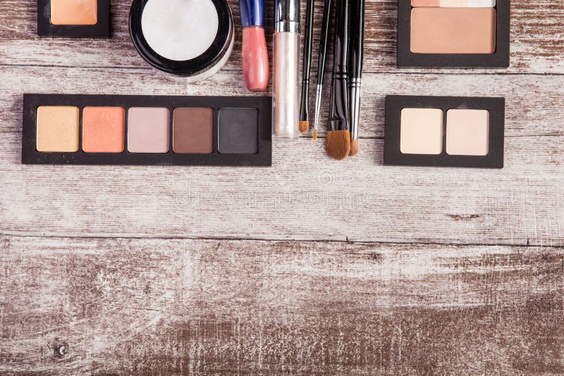 Cosmetics and Make Up Elements on Table Stock Photo - Image of care ...