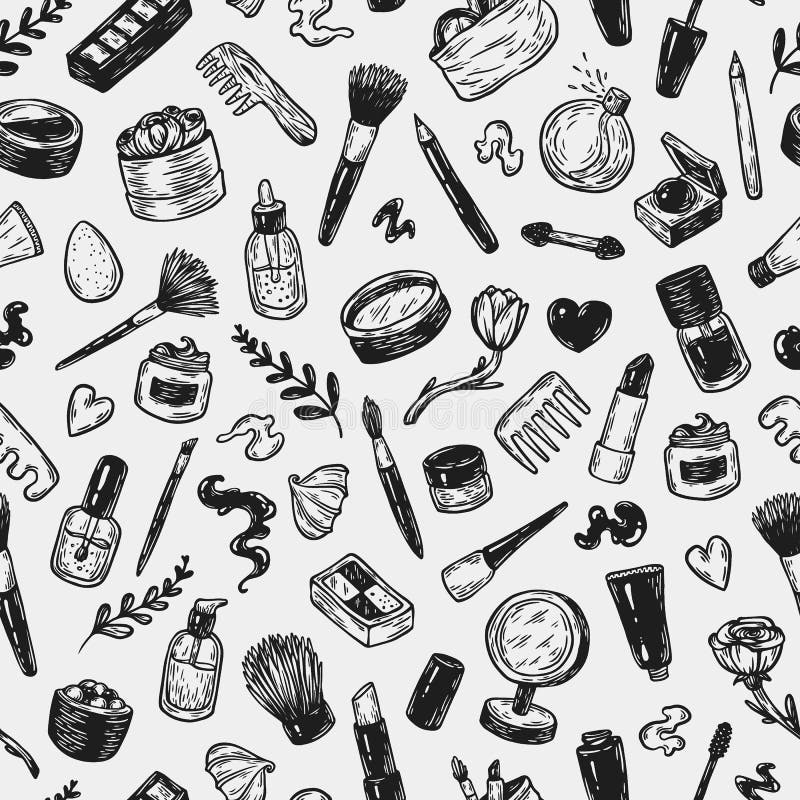 Cosmetics and Make-up. Pattern. Stock Vector - Illustration of beauty ...