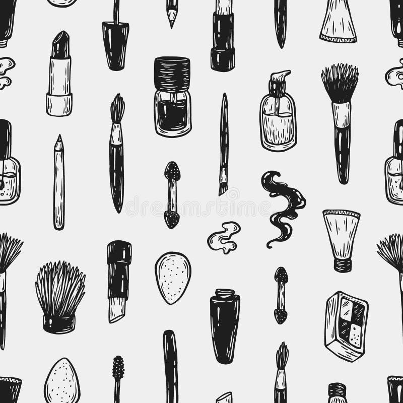 Cosmetics and Make-up, Pattern. Stock Vector - Illustration of eyeliner ...