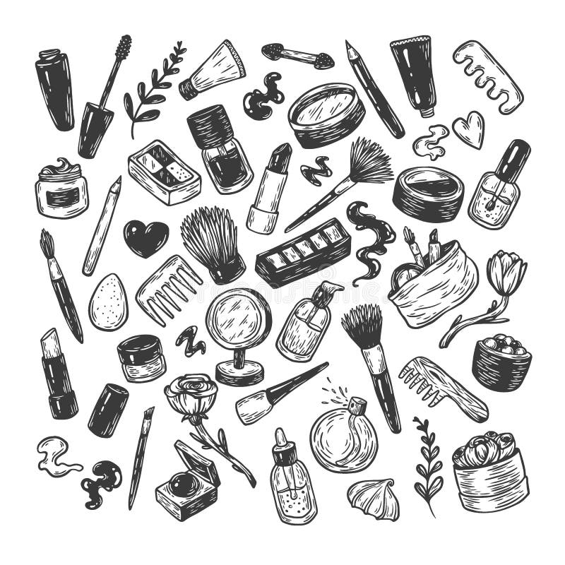 Cosmetics and Make-up. Set. Stock Vector - Illustration of kajal ...