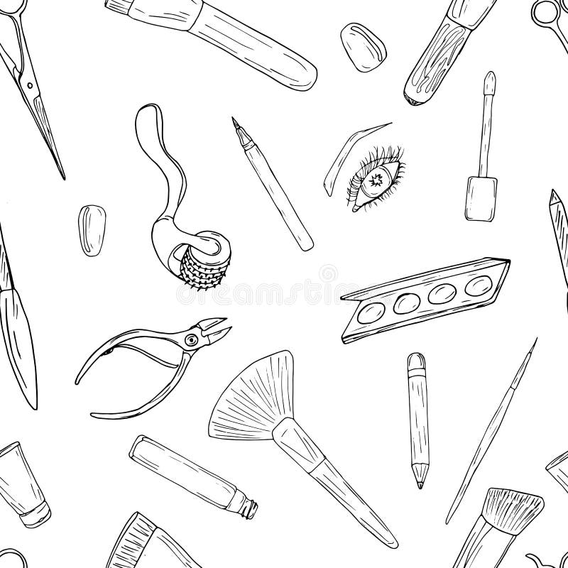 Cosmetics, Makeup and Beauty Pattern Stock Vector - Illustration of ...
