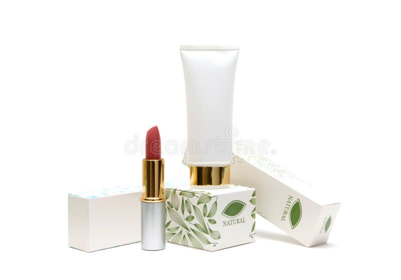 Cosmetics Packaging Isolated on White Background Stock Photo - Image of ...
