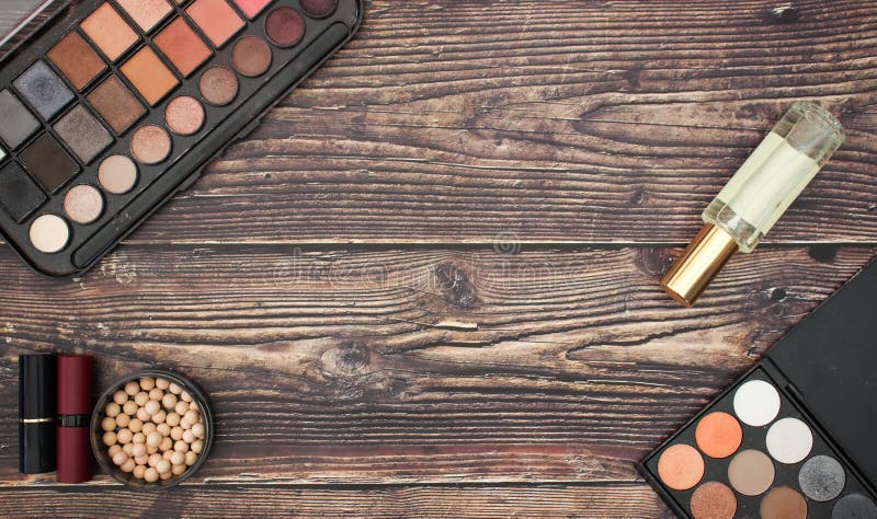 Cosmetics Products and Make Up on Table Stock Image - Image of fashion ...