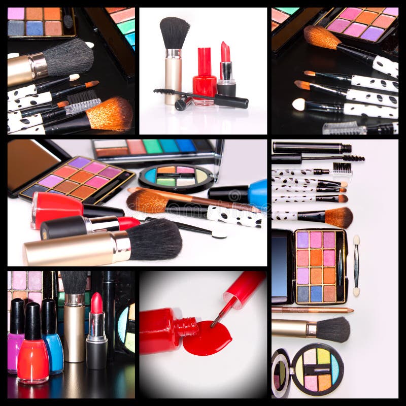 Make up collage stock photo. Image of colors, high, collection - 30300198
